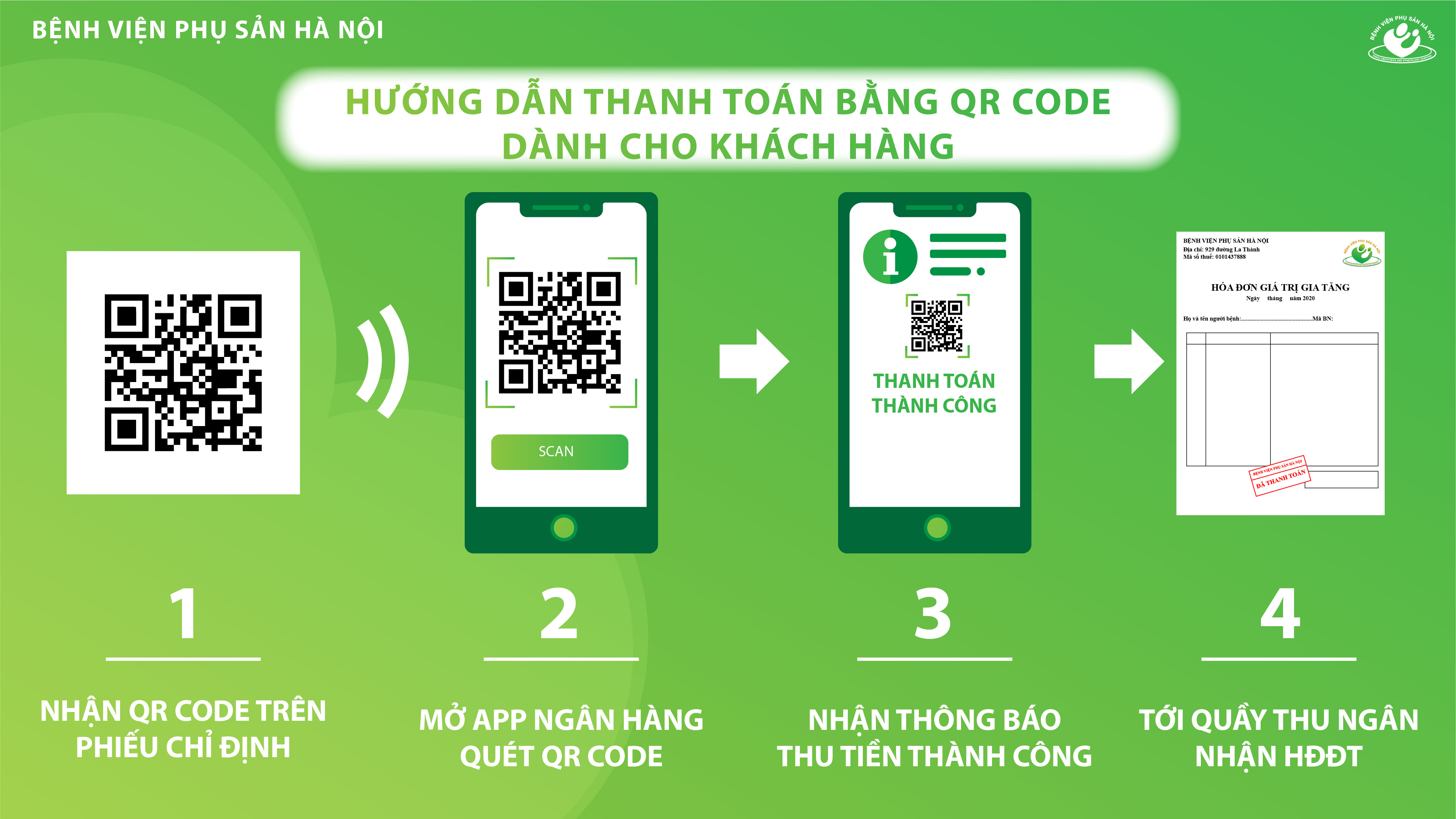 Thanh toán qua QR code tại Bệnh viện Phụ Sản Hà Nội